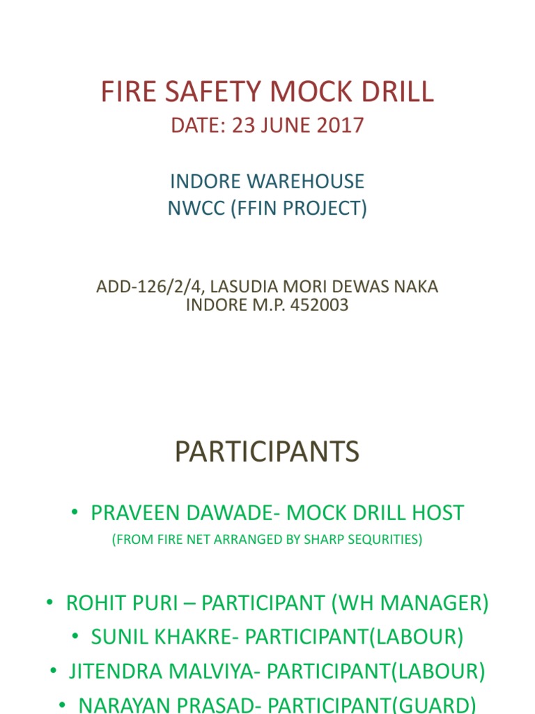Fire Safety Mock Drill | PDF