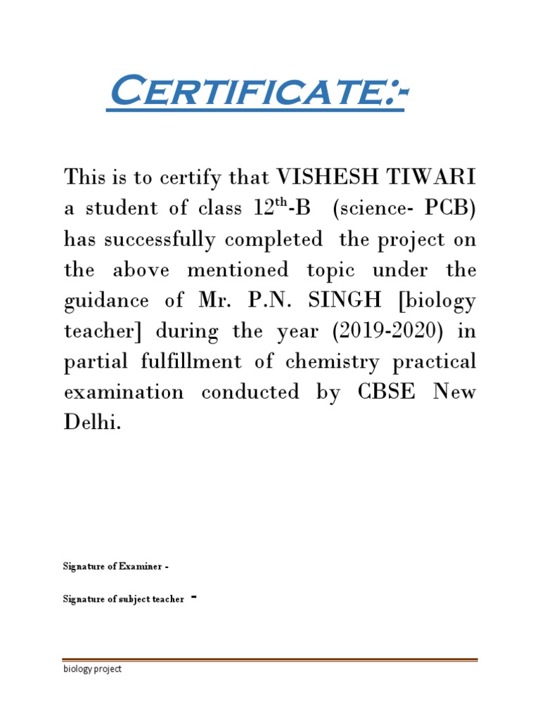 Certificate:-: Signature of Examiner - Signature of Subject Teacher ...
