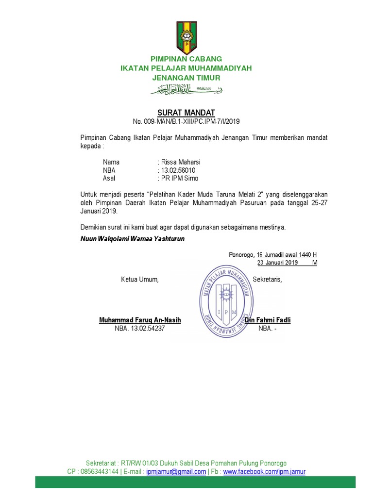 Surat Mandat Ipm | PDF