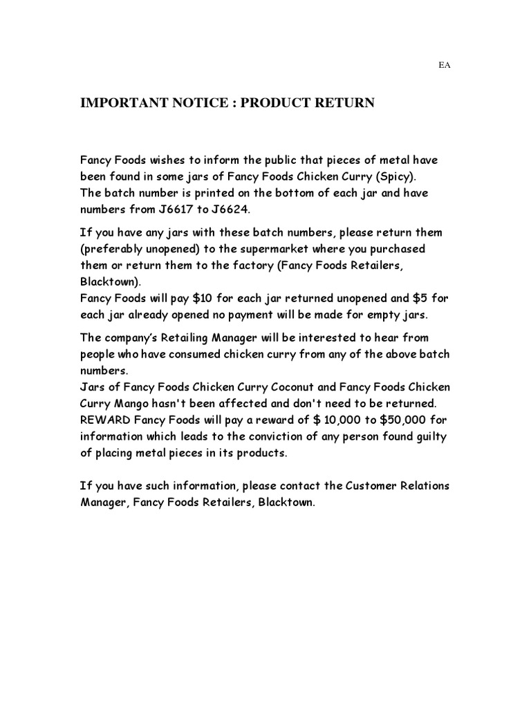Important Notice: Product Return | PDF