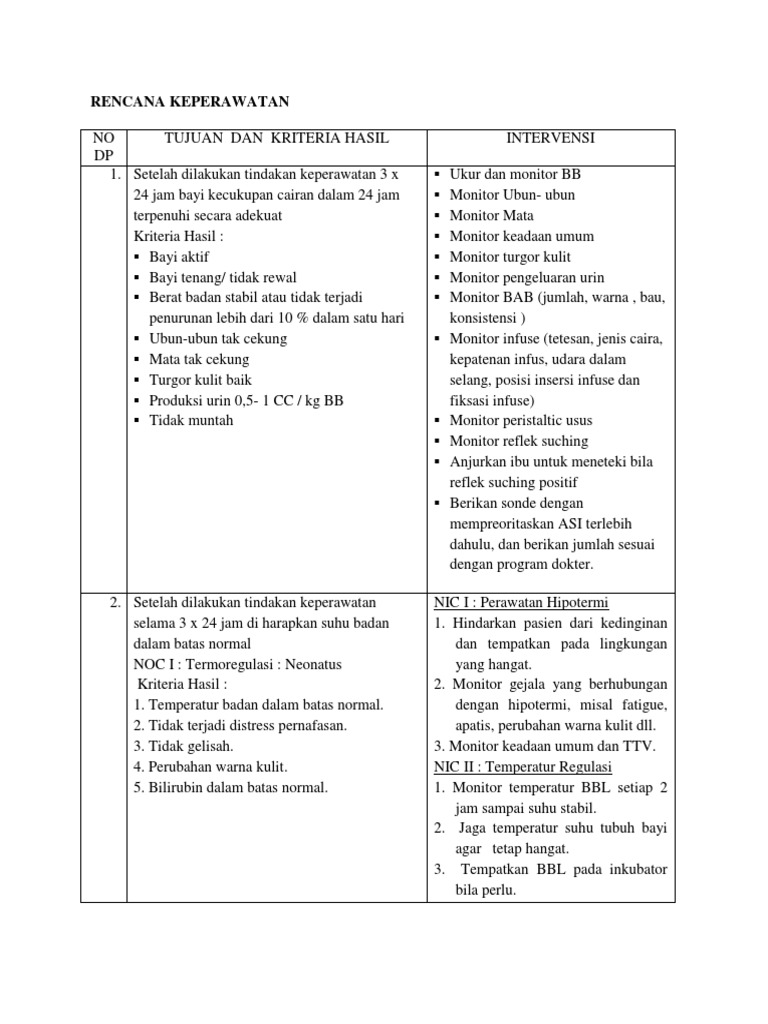Contoh Rencana Keperawatan | PDF