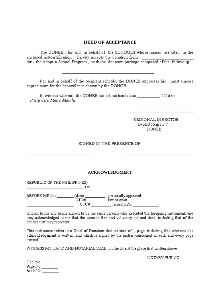 Deed of Donation | PDF | Natural Resources Law | Private Law
