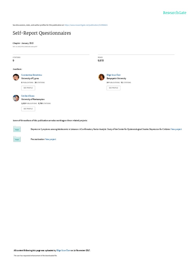 Self Report Wbecp507 | PDF | Self Report Study | Validity (Statistics)