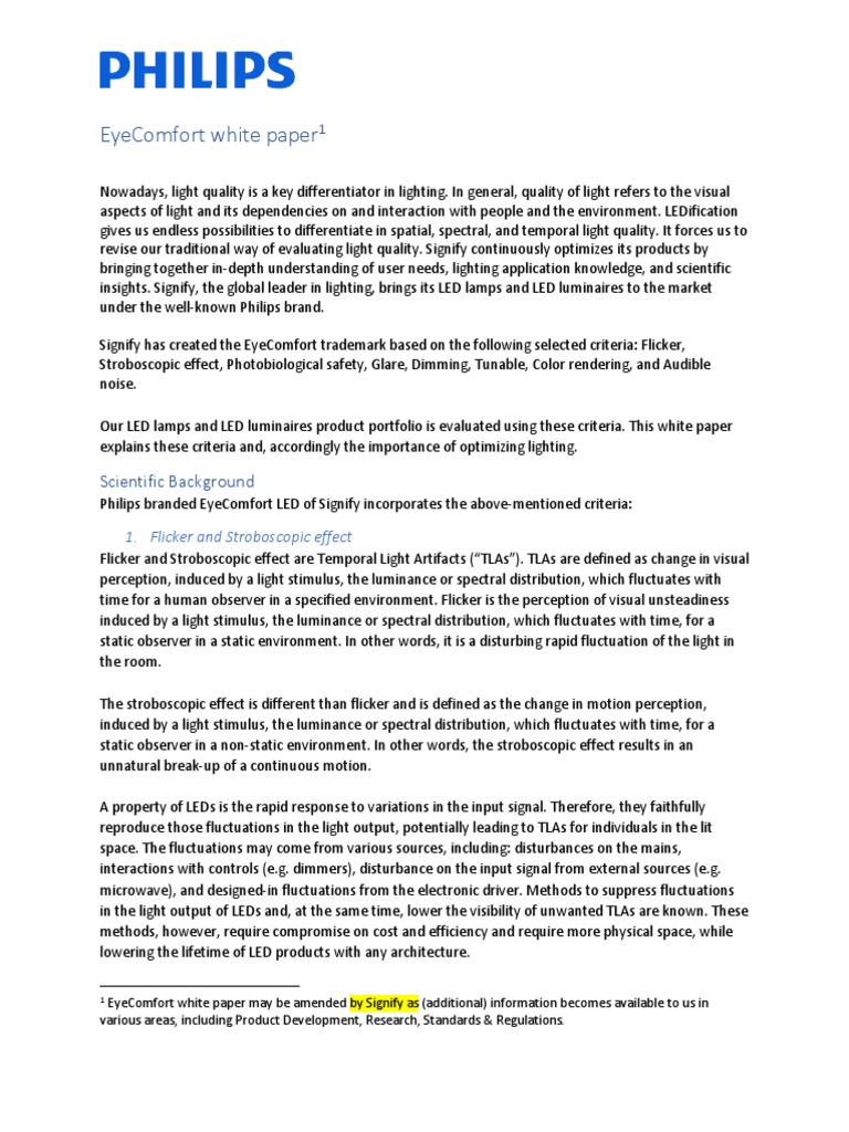 Philips EyeComfort Whitepaper | PDF | Electrodynamics | Optics