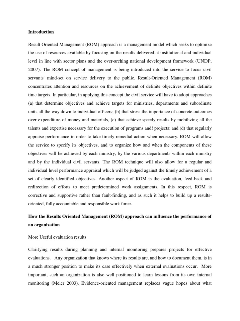 Result Oriented Management (ROM) - 2 | PDF | Performance Management | Goal