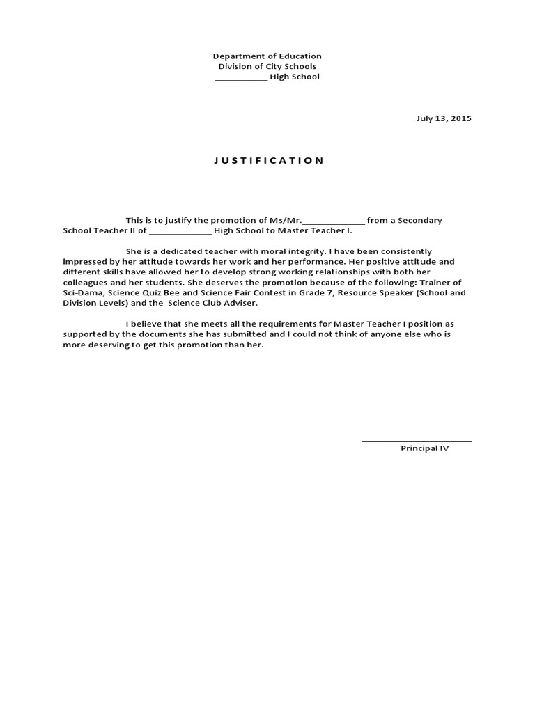 Justification Letter | PDF