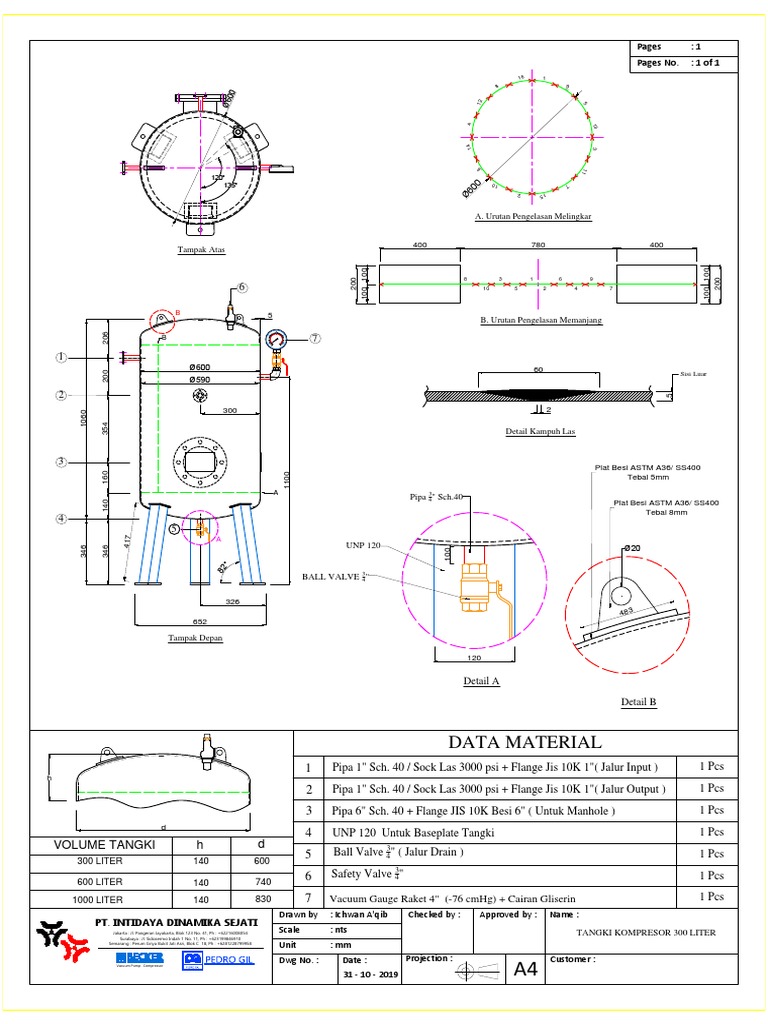 Tangki Kompresor 300L | PDF | Plumbing | Hydraulics