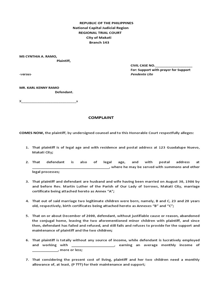 Support With Alimony Pendente Lite | PDF | Alimony | Lawsuit