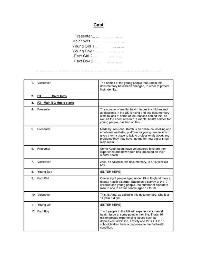 Kooth Radio Documentary Script | PDF | Mental Disorder | Social ...