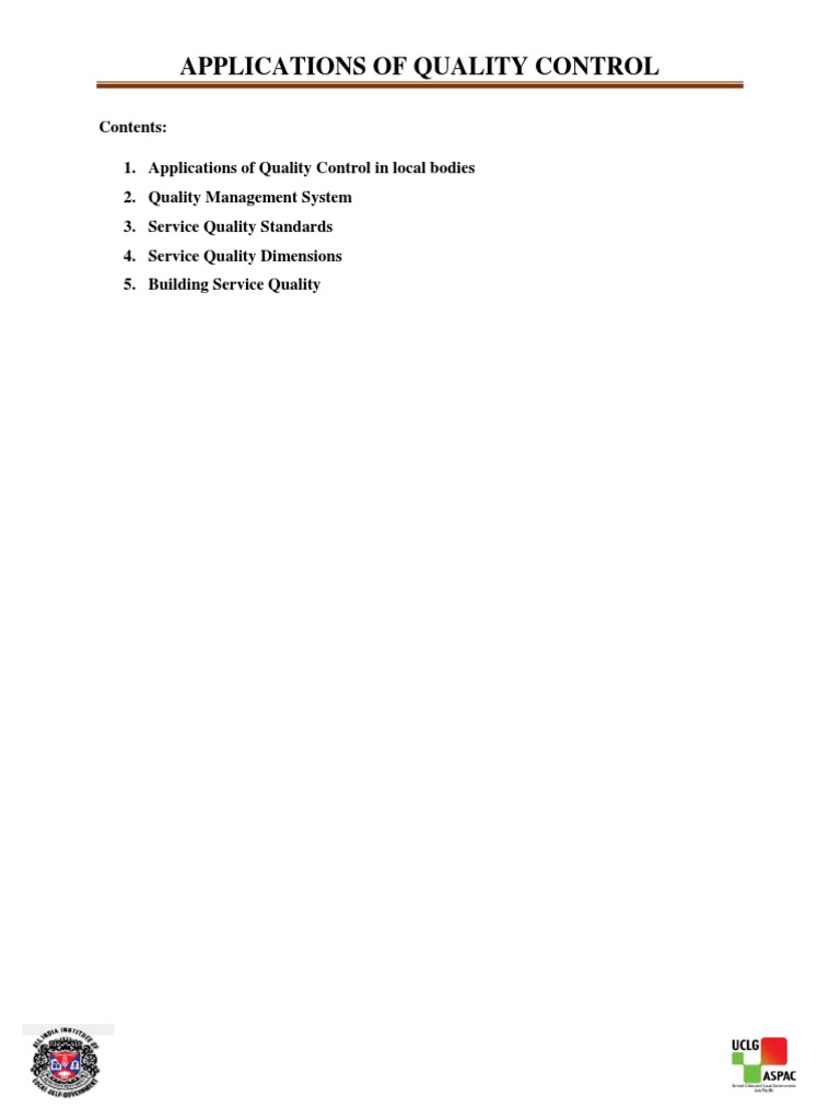 Applications of Quality Control | PDF | Quality Management | Quality ...