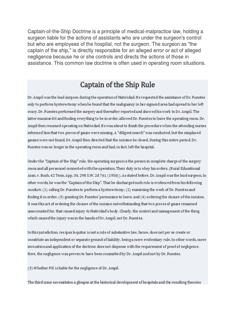 Captain of The Ship Doctrine | PDF | Emergency Department | Vicarious ...