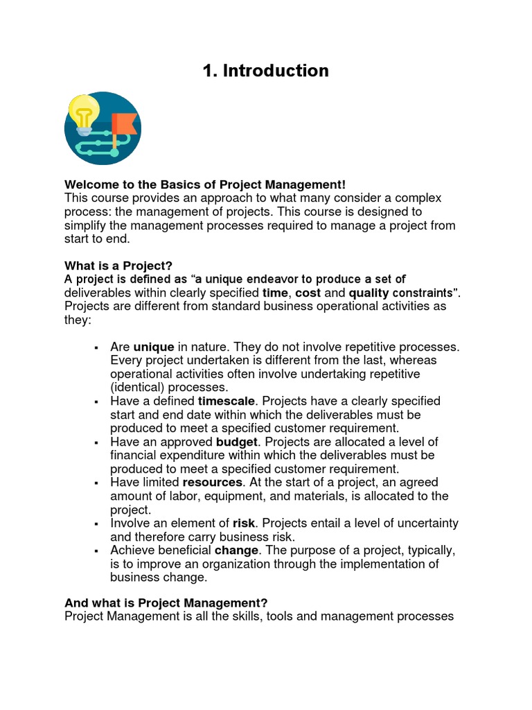 Basics Of Project Management Pdf Project Management Risk Management