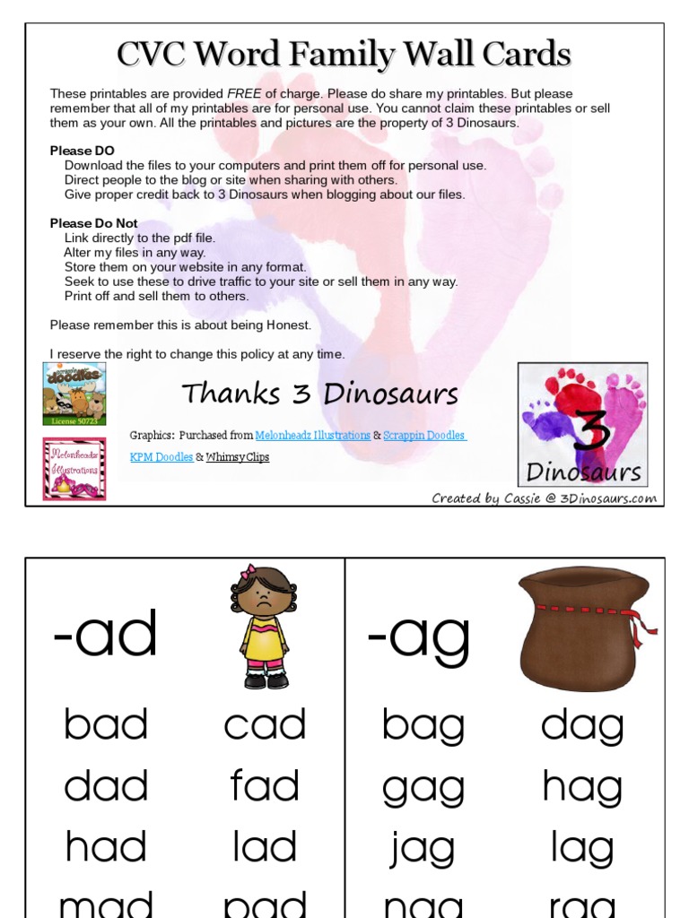 CVC Word Family Wall Cards | PDF