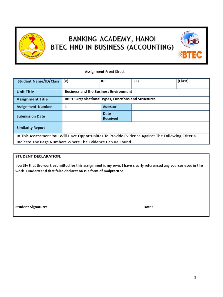 Student Name/ID/Class Unit Title Assignment Title Assignment Number ...