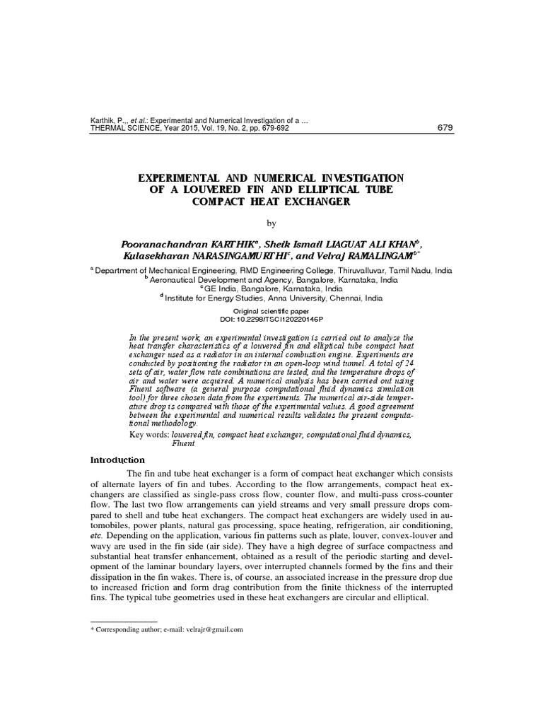 Journal of Thermal Science Year 2015 | PDF | Heat Transfer | Heat Exchanger