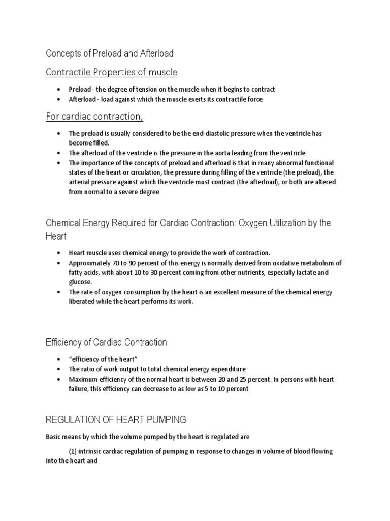 Understanding Preload and Afterload | PDF | Heart | Ventricle (Heart)
