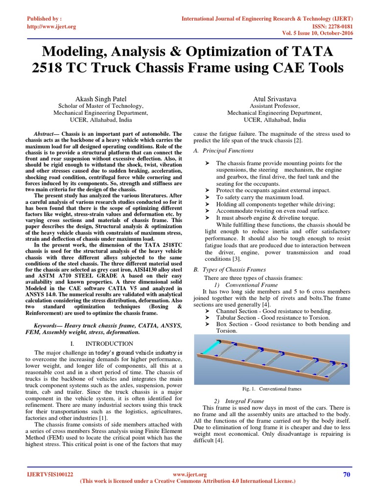 Modeling and Optimization of Heavy Vehicle Chassis Frame Using CAE ...