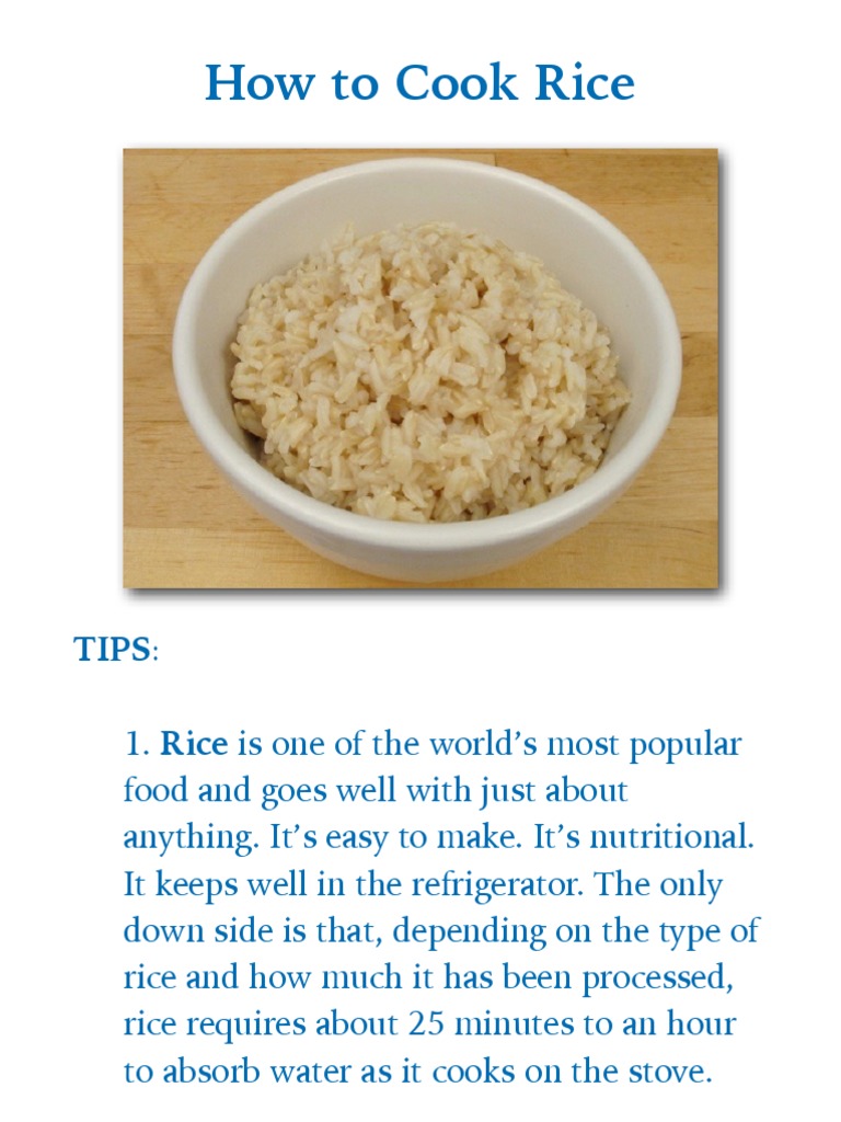How To Cook Rice Step by Step Picture Book Recipe PDF | PDF | Rice ...