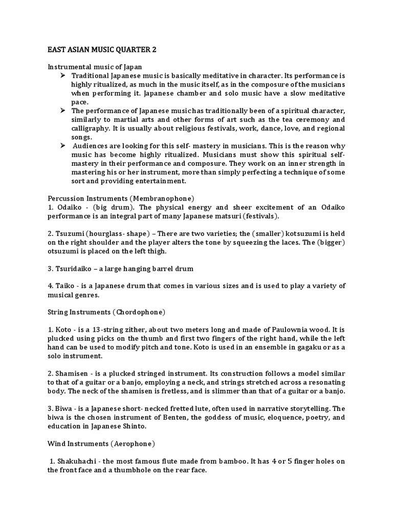 Music and Arts of Asia | PDF | Origami | Musical Instruments