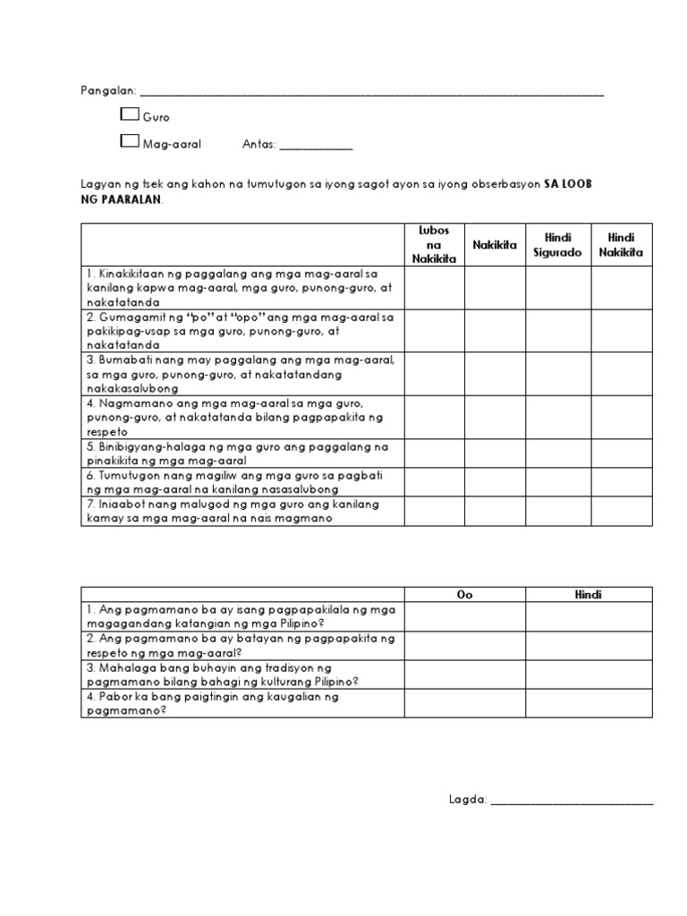 Survey Form | PDF
