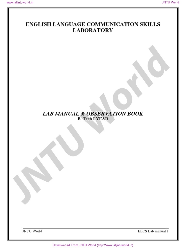 English Language Communication Skills Lab Manuals PDF | PDF | Mouth | Vowel