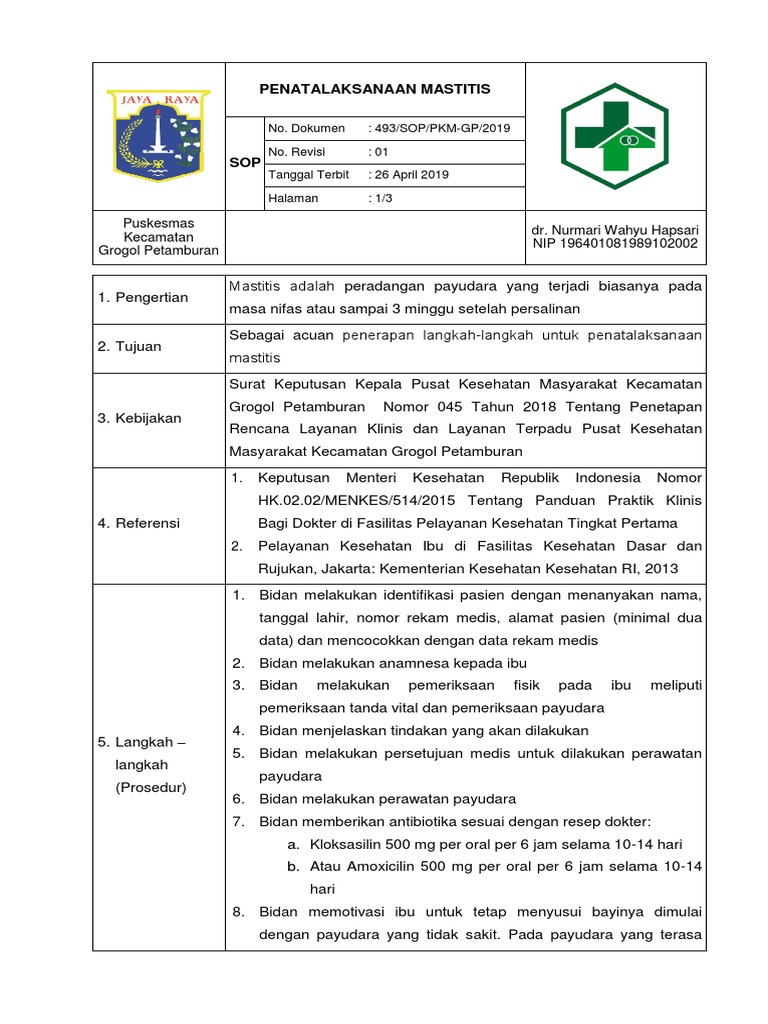 SOP Penatalaksanaan Mastitis | PDF