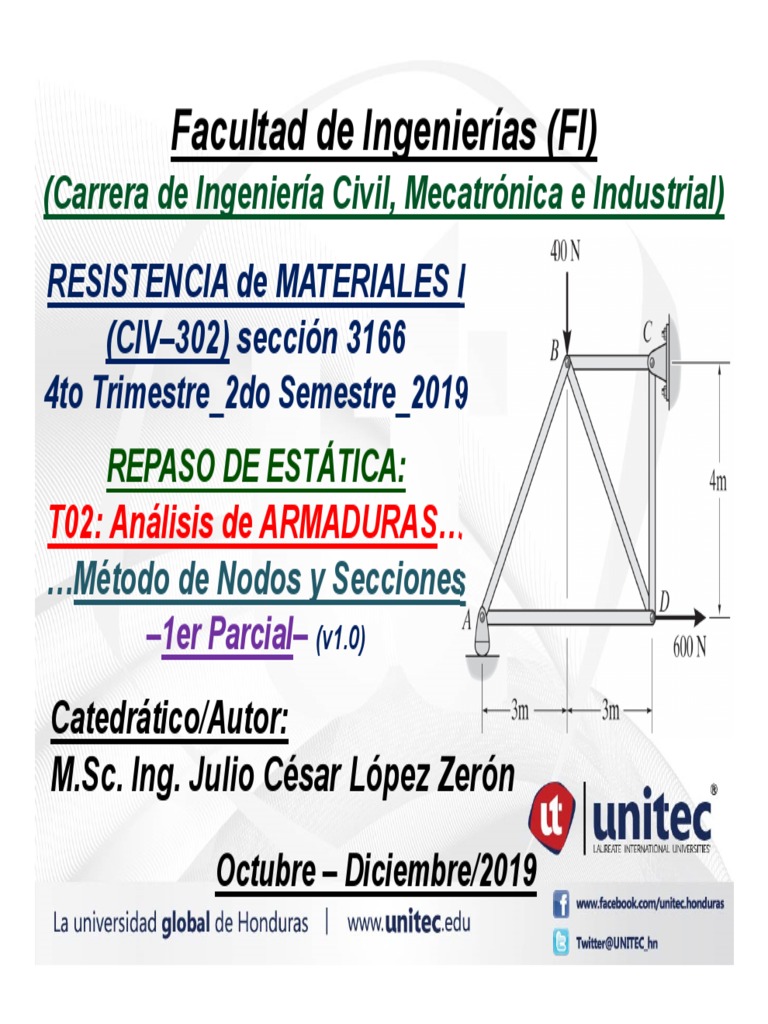Análisis de Armaduras en Estática | PDF | Análisis estructural | Física