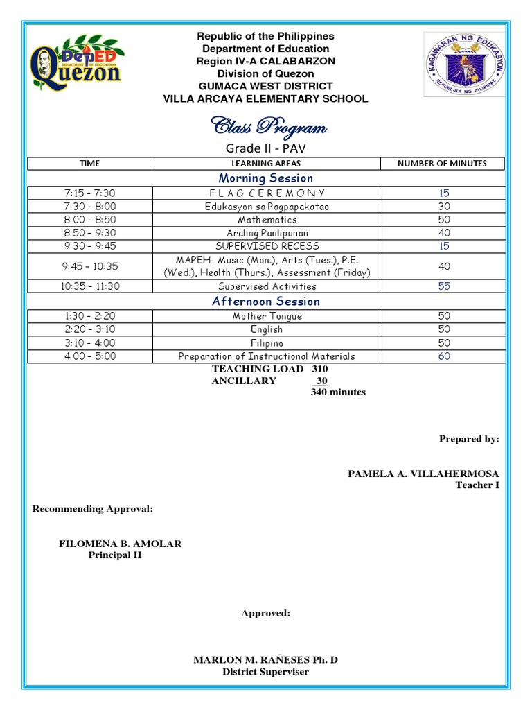 Sample Classroom Program | PDF