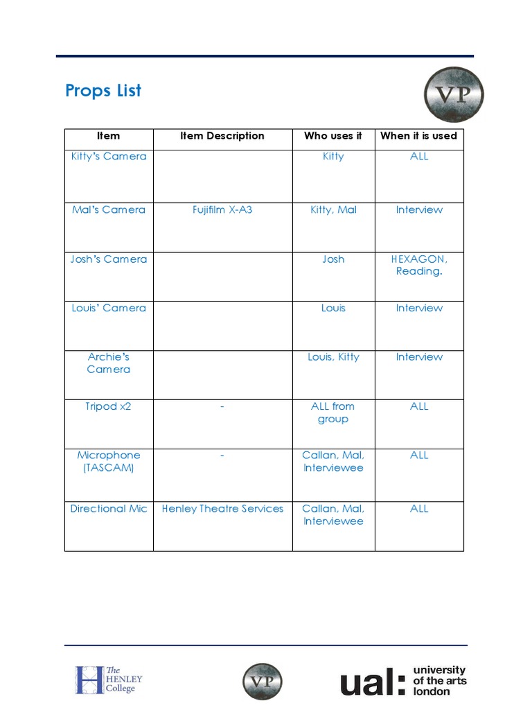 Props List 1 | PDF