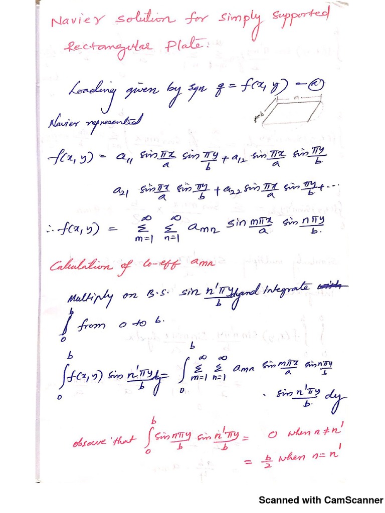 Theory of Elasticity - Navier Solution For SS Rectangular Plate | PDF