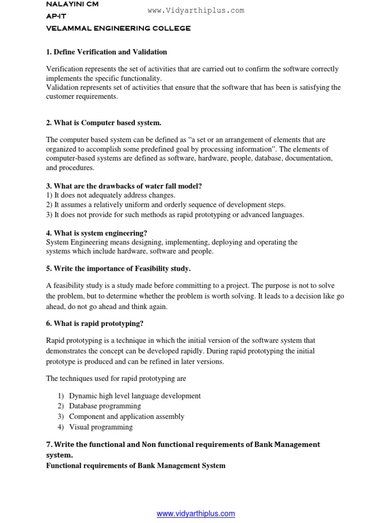 Software Engineering Important Question | PDF | Software Prototyping ...