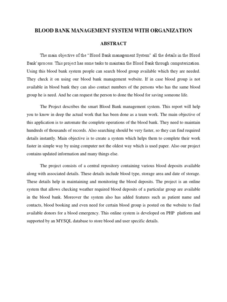 Blood Bank Management System Overview | PDF | Software Testing | Php