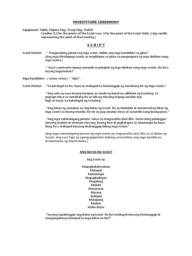 Investiture Ceremony Script | PDF