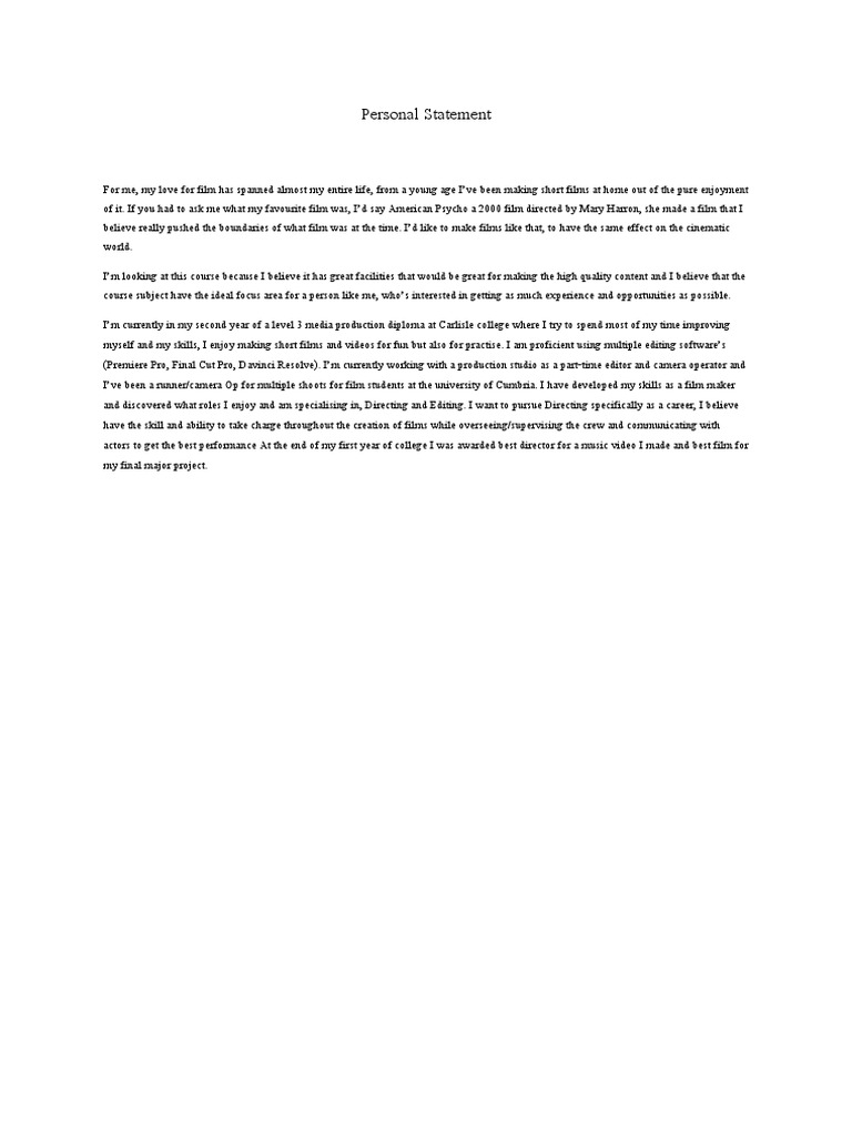 Personal Statement Draft 1 | PDF | Career & Growth | Social Science