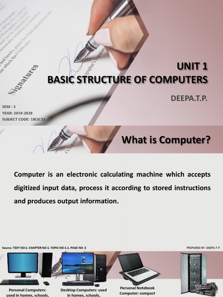 Unit 1 Basic Structure of Computers: Deepa.T.P | PDF | Parallel ...