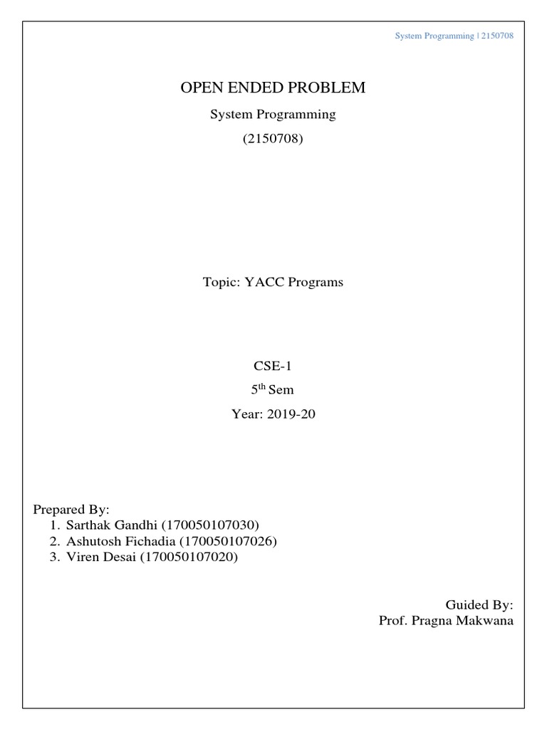 Open Ended Problem: System Programming (2150708) | PDF | Parsing | Theoretical Computer Science