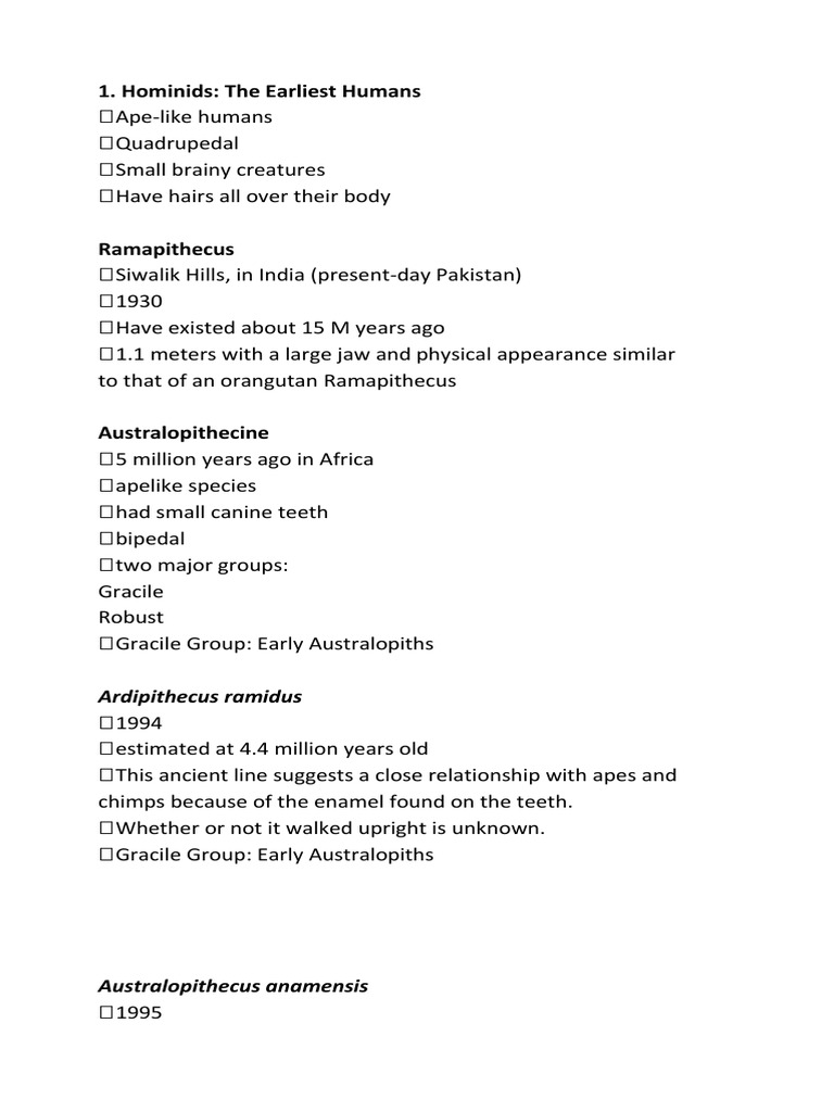 Human Evolution. Handout | PDF | Bipedalism | Paleoanthropology