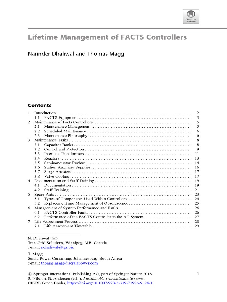 (CIGRE Green Books) B-Lifetime Management of FACTS Controllers (2018) PDF | PDF | Transformer ...