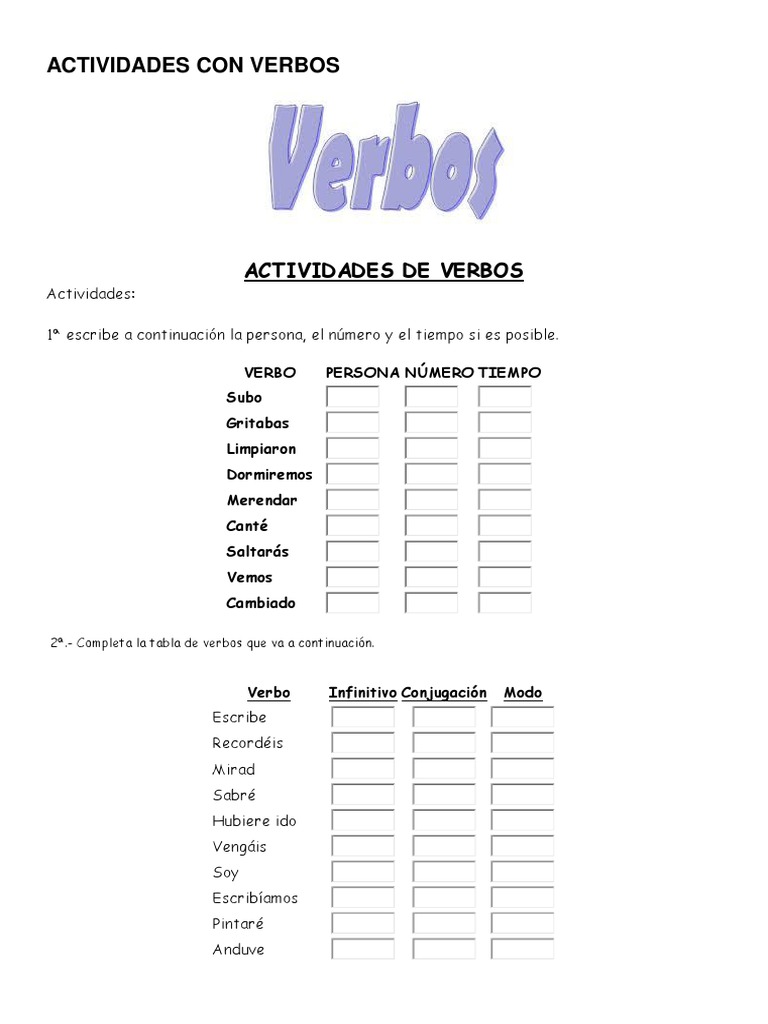 Actividades para Conjugar Verbos | PDF | Verbo | Conjugación gramatical