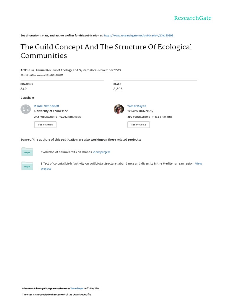 The Guild Concept and The Structure of Ecological Communities 1991 ...