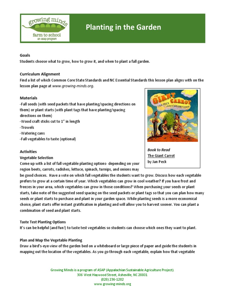 Planting in The Garden Lesson Plan | Download Free PDF | Vegetables ...
