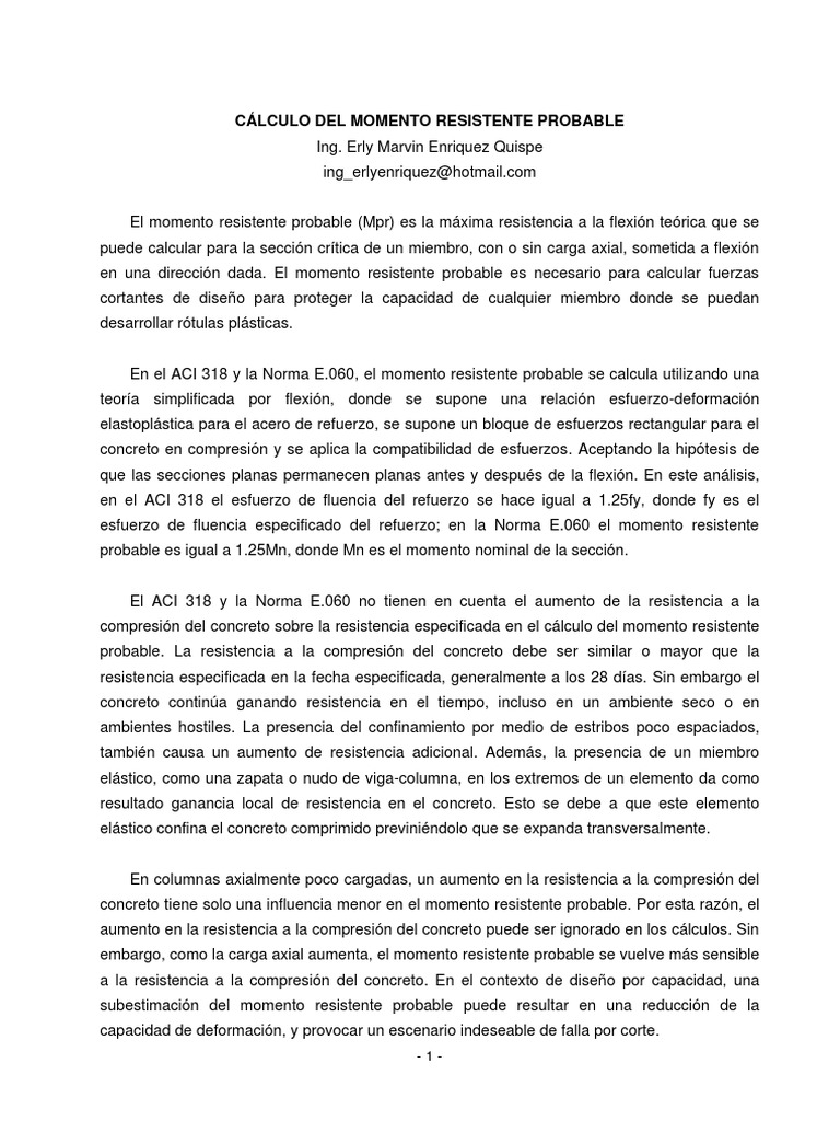 Cálculo del Momento Resistente en Columnas | PDF | Doblar | Hormigón