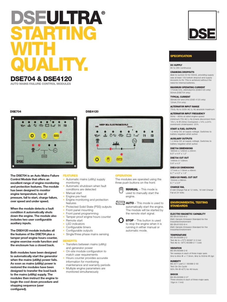 Dse704 4120 Data Sheet Us PDF | PDF | Mains Electricity | Amplifier