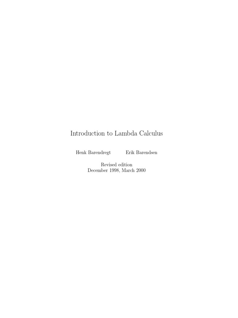 Barendregt Barendsen - 2000 - Introduction To Lambda Calculus | PDF