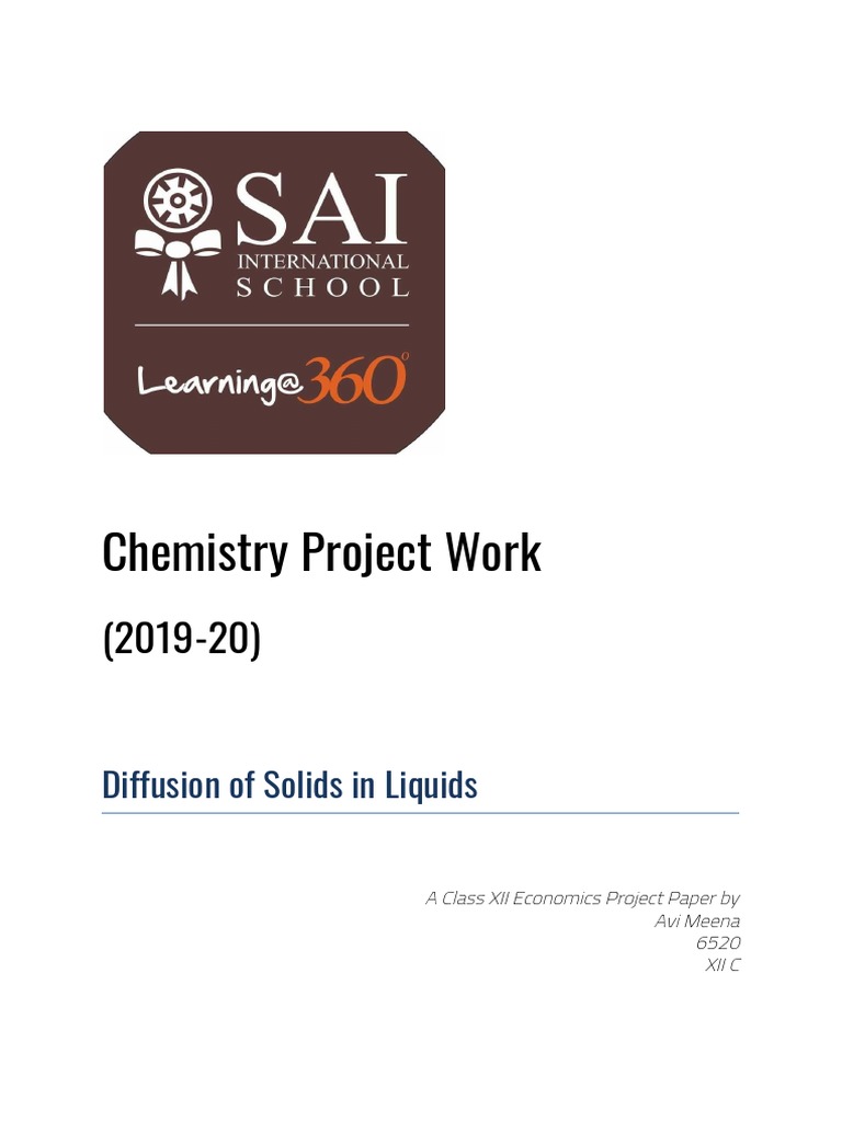 Chemistry Project Work: Diffusion of Solids in Liquids | PDF | Solution ...