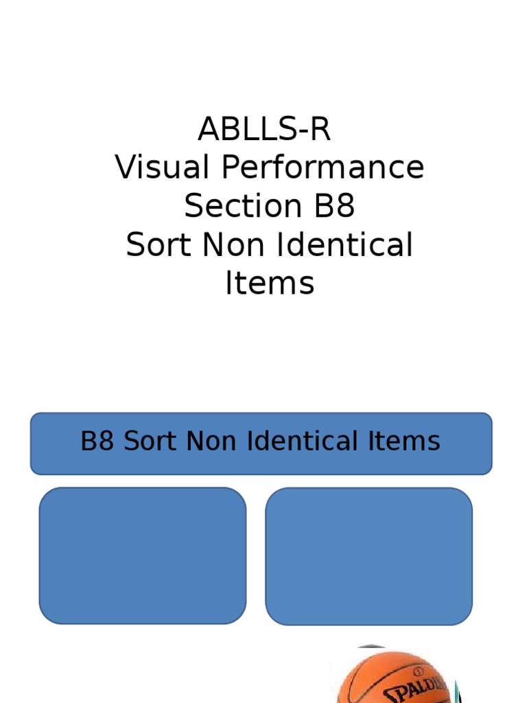 Ablls-R Visual Performance Section B8 Sort Non Identical Items | PDF