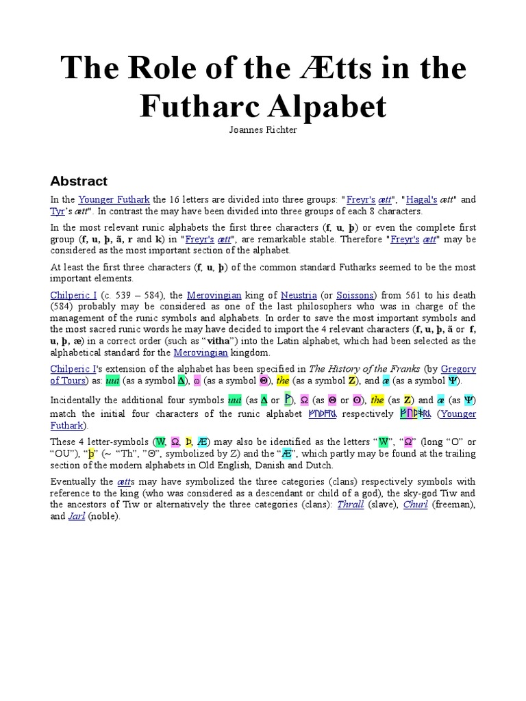 The Role of The Ætts in The Futharc Alpabet | PDF