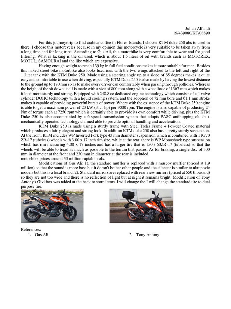 KTM Duke 250 Modifikasi | PDF | Motorcycle | Vehicles