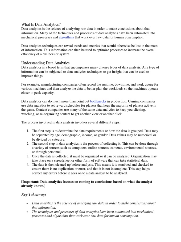 What Is Data Analytics | PDF | Data Analysis | Analytics