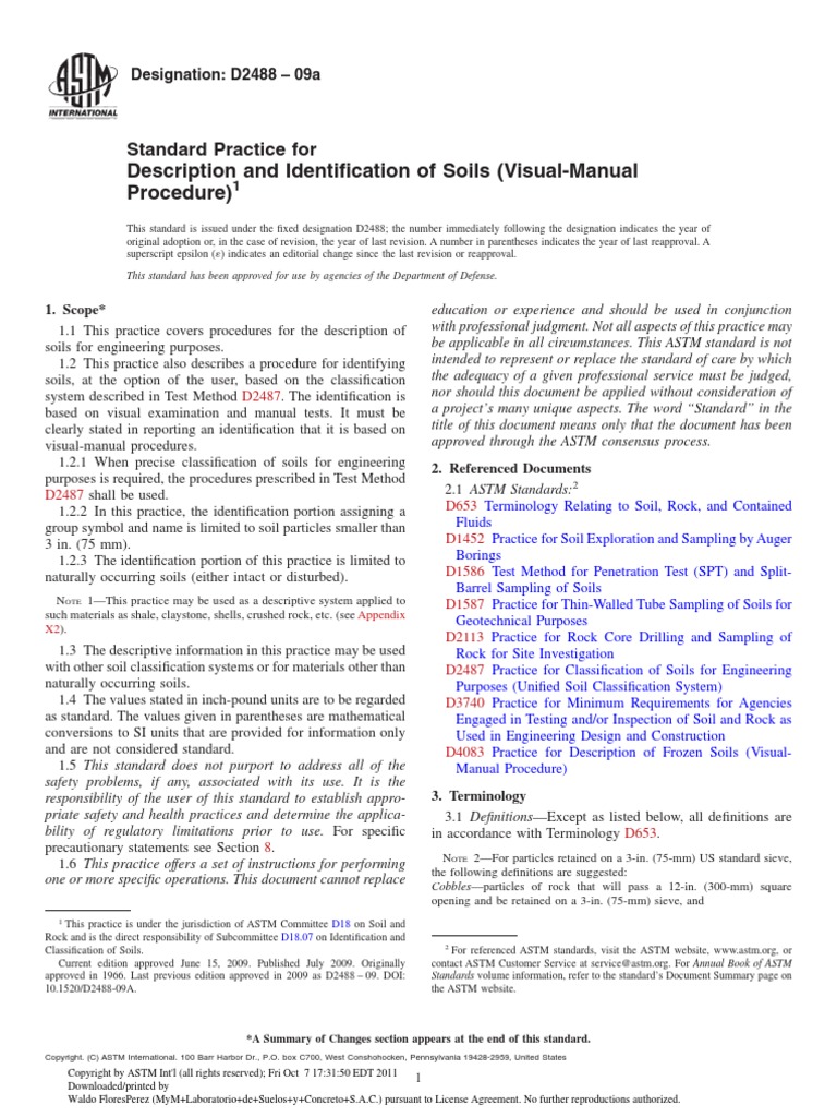 Astm D2488-09 | PDF | Soil | Natural Materials